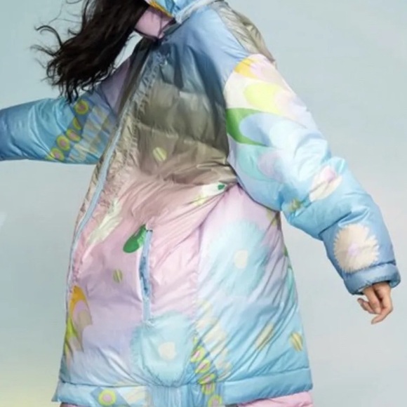 Cynthia Rowley | Jackets & Coats | Cynthia Rowley Cosmo Puffer Jacket Hood Rainbow Pastel Floral ...